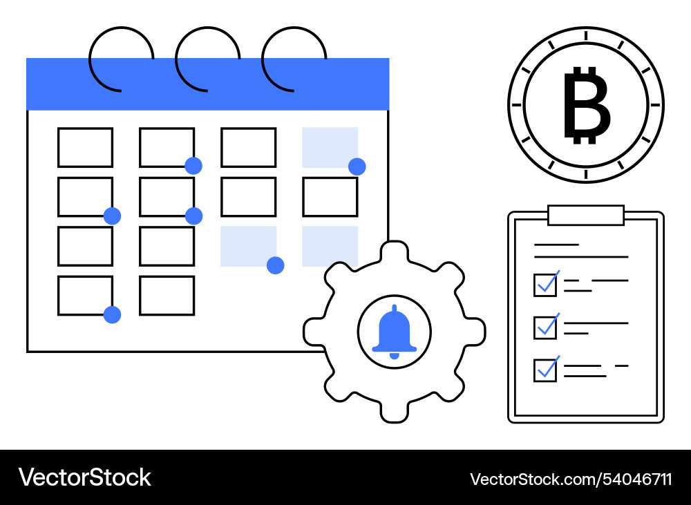 Calendar with schedule gear notification Vector Image