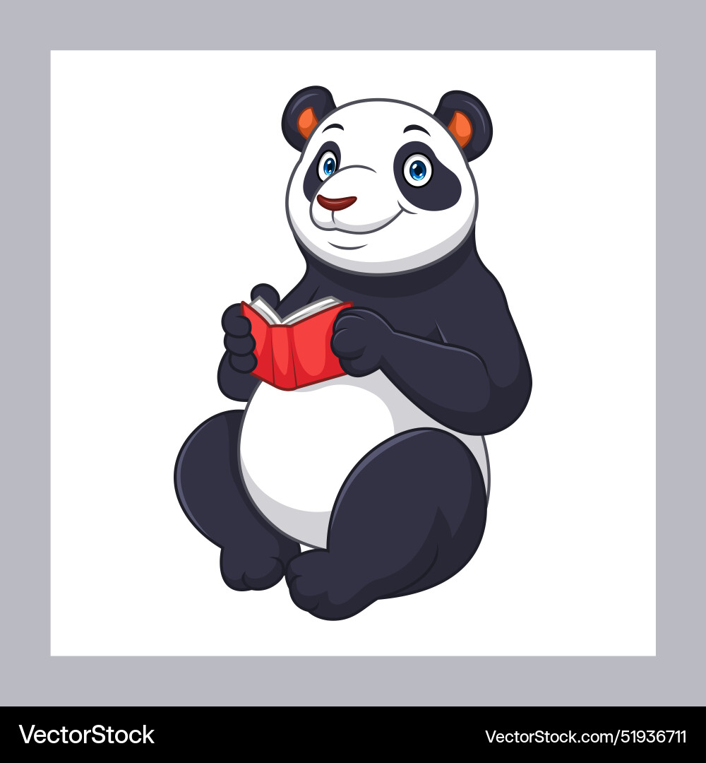 Cartoon panda reading a book Royalty Free Vector Image
