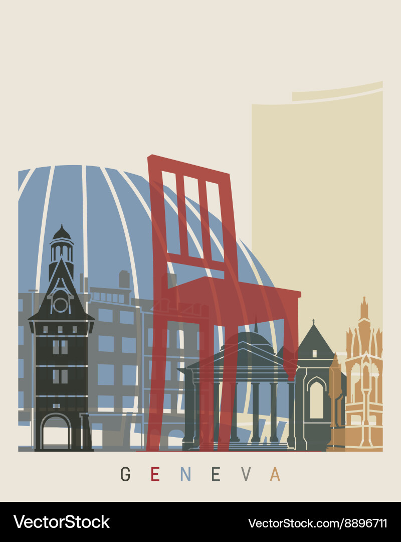 Geneva skyline poster Royalty Free Vector Image