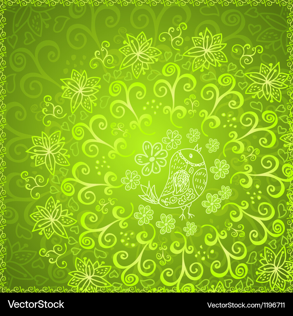 Green abstract floral ornament background Vector Image