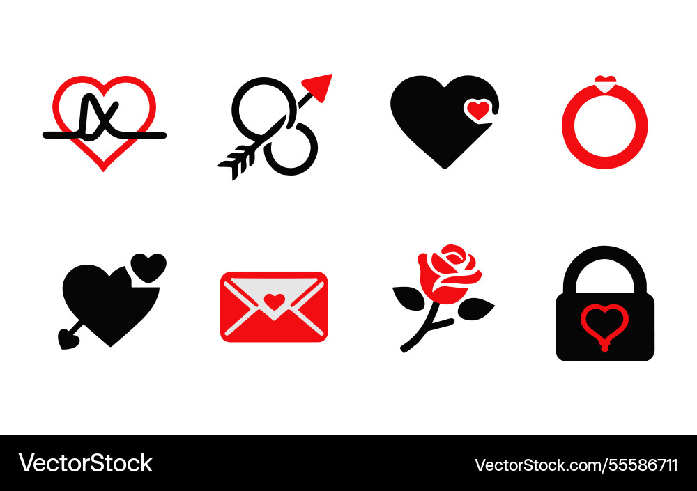 Love icons romantic symbols Royalty Free Vector Image