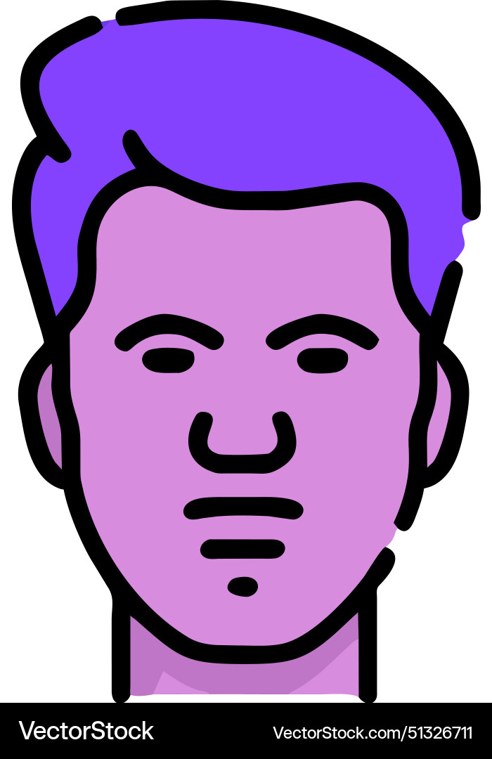 Man face purple icon Royalty Free Vector Image