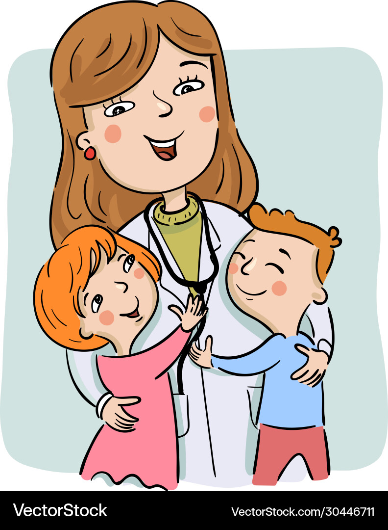 Paediatric doctor with children Royalty Free Vector Image