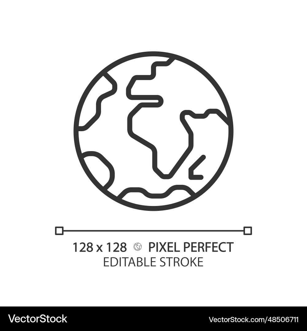 Pixel Earth Icon - Global Planet Royalty Free Vector Image