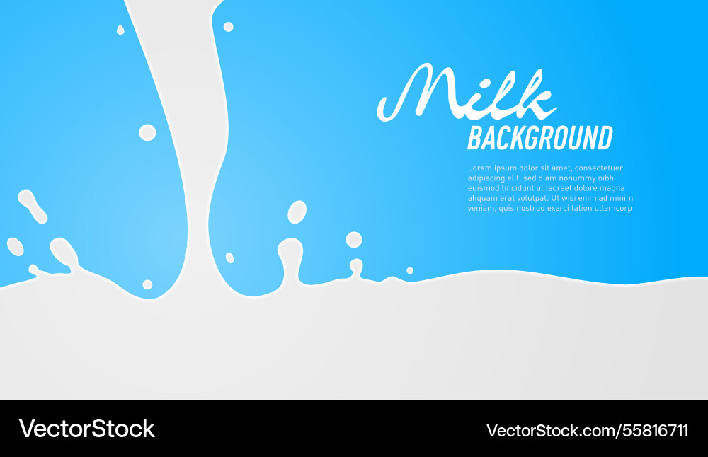 Pouring from above milk with splash effect Vector Image