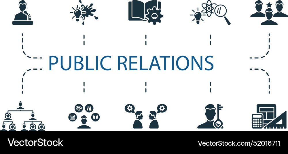 Public relations icons set creative speaker Vector Image