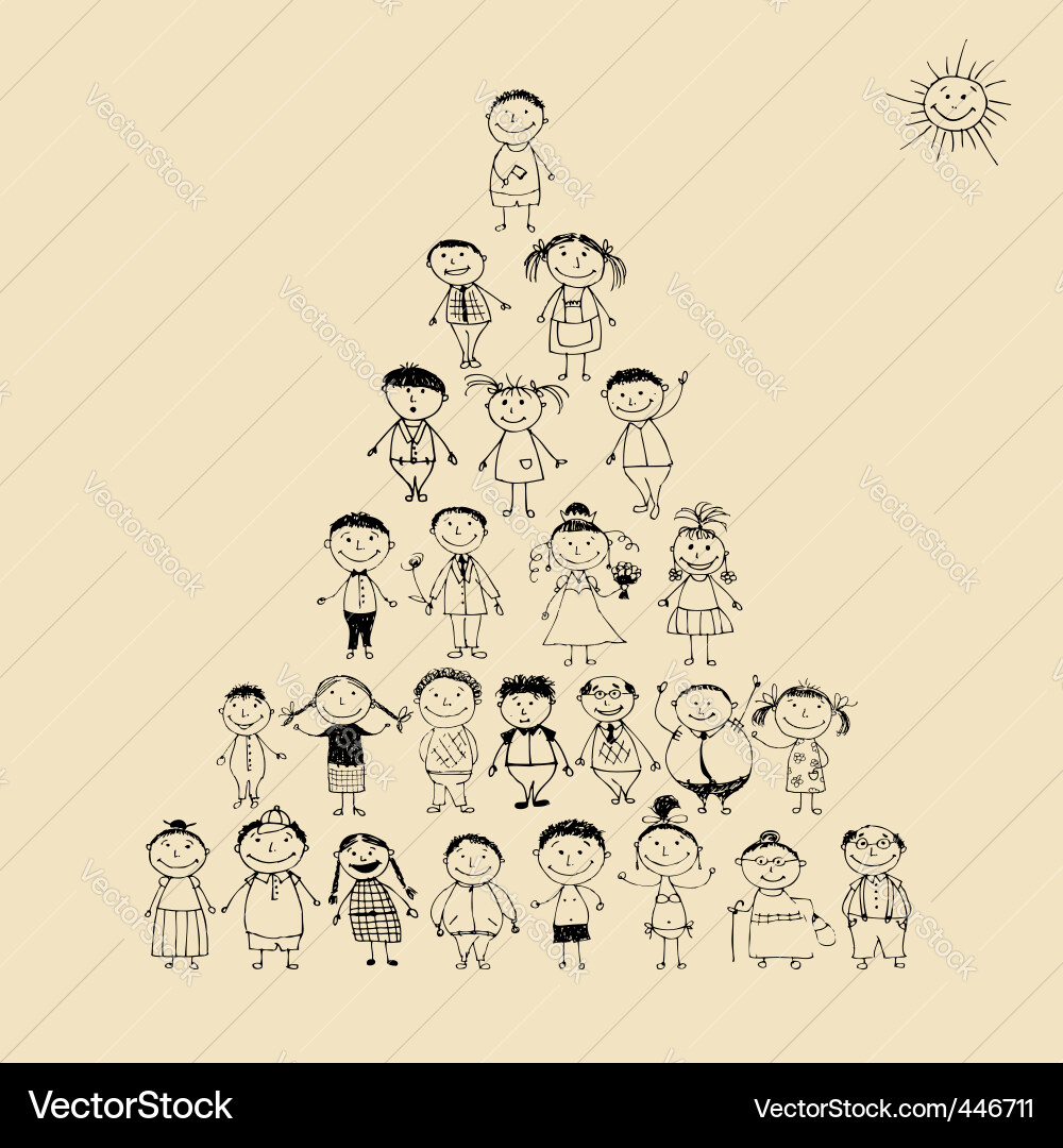 Pyramid with happy big family Royalty Free Vector Image