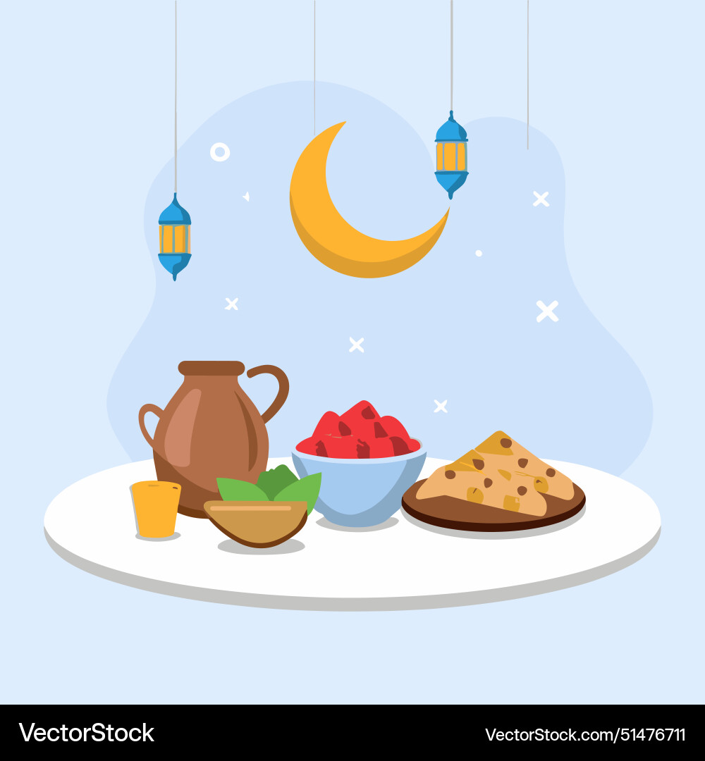 Ramadan concept flat Royalty Free Vector Image