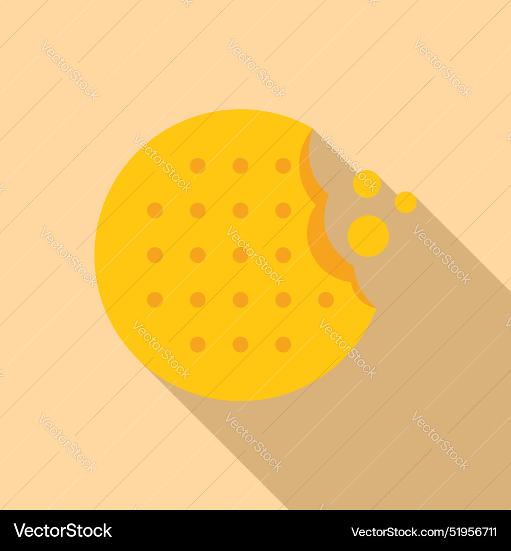 Round cookie being eaten with crumbs falling flat Vector Image