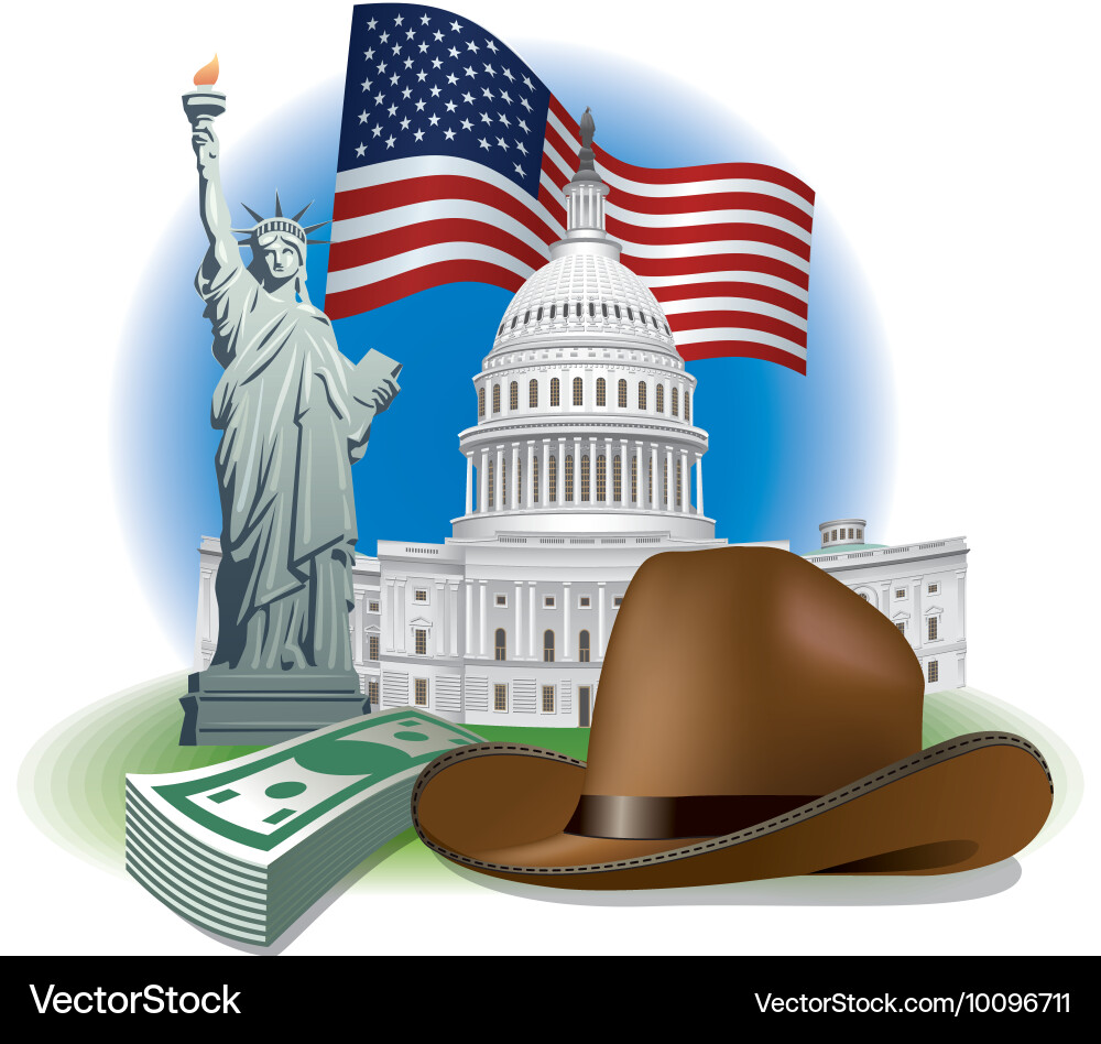 Usa landmarks and symbols Royalty Free Vector Image