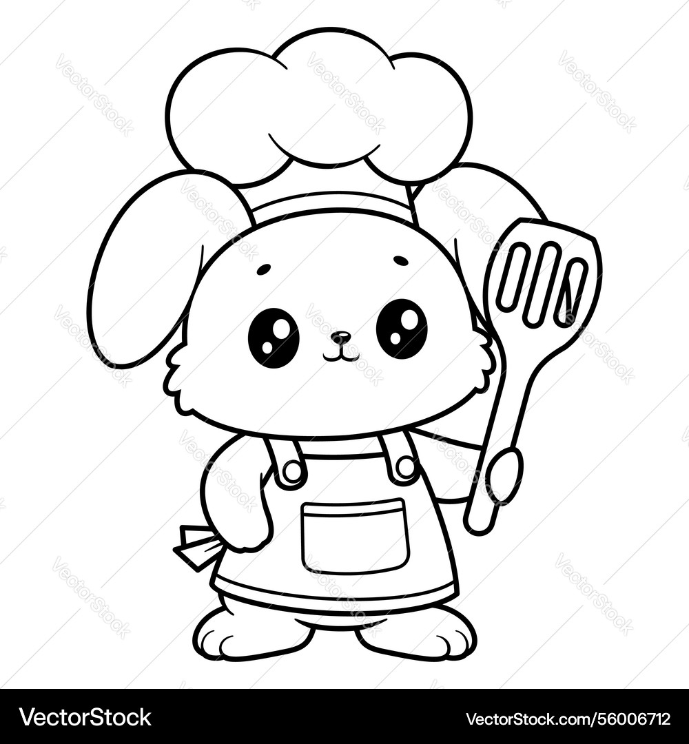 Bunny wants to be a chef for coloring Royalty Free Vector