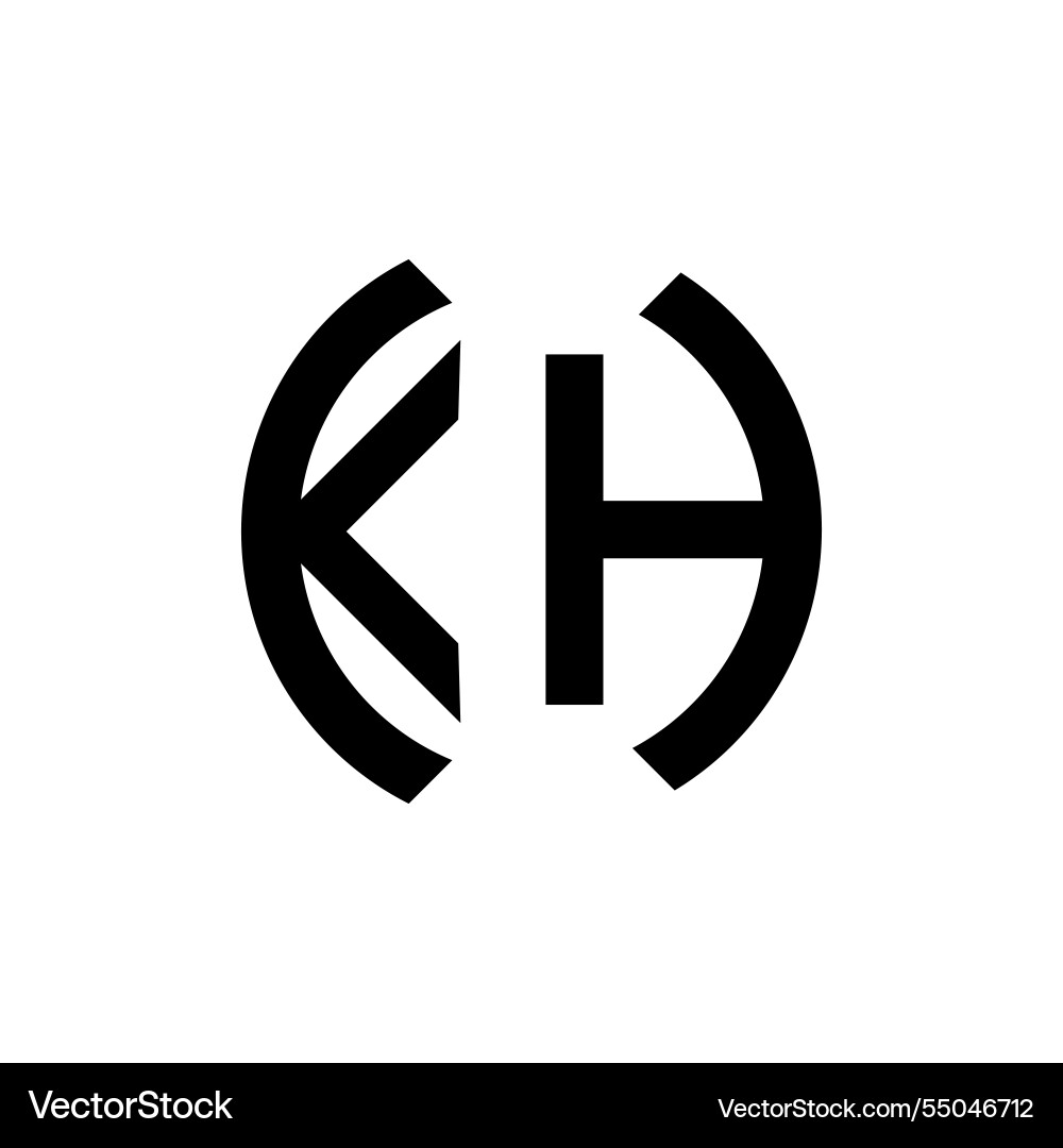 Creative-rounded-initial-kh-letters-logo Vector Image