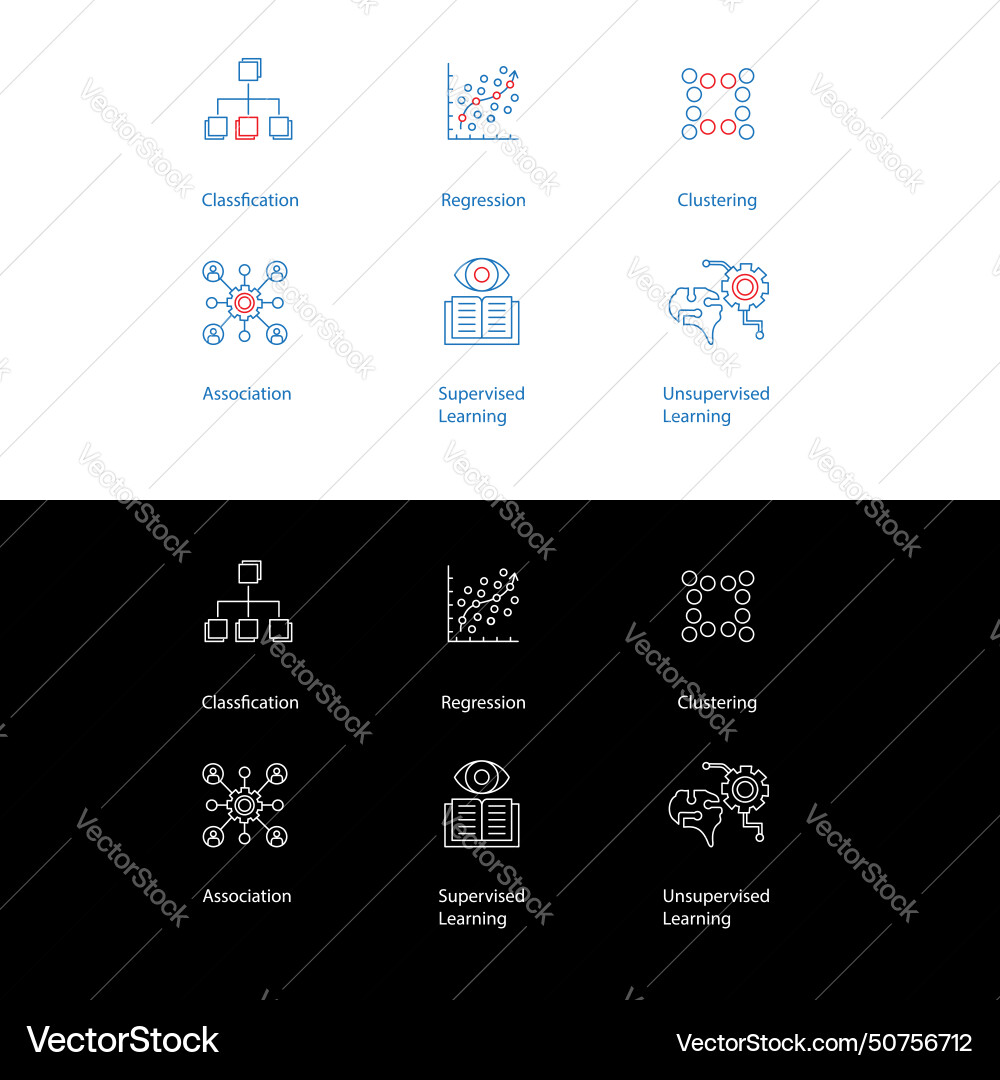 Data science icon set visualizing machine Vector Image