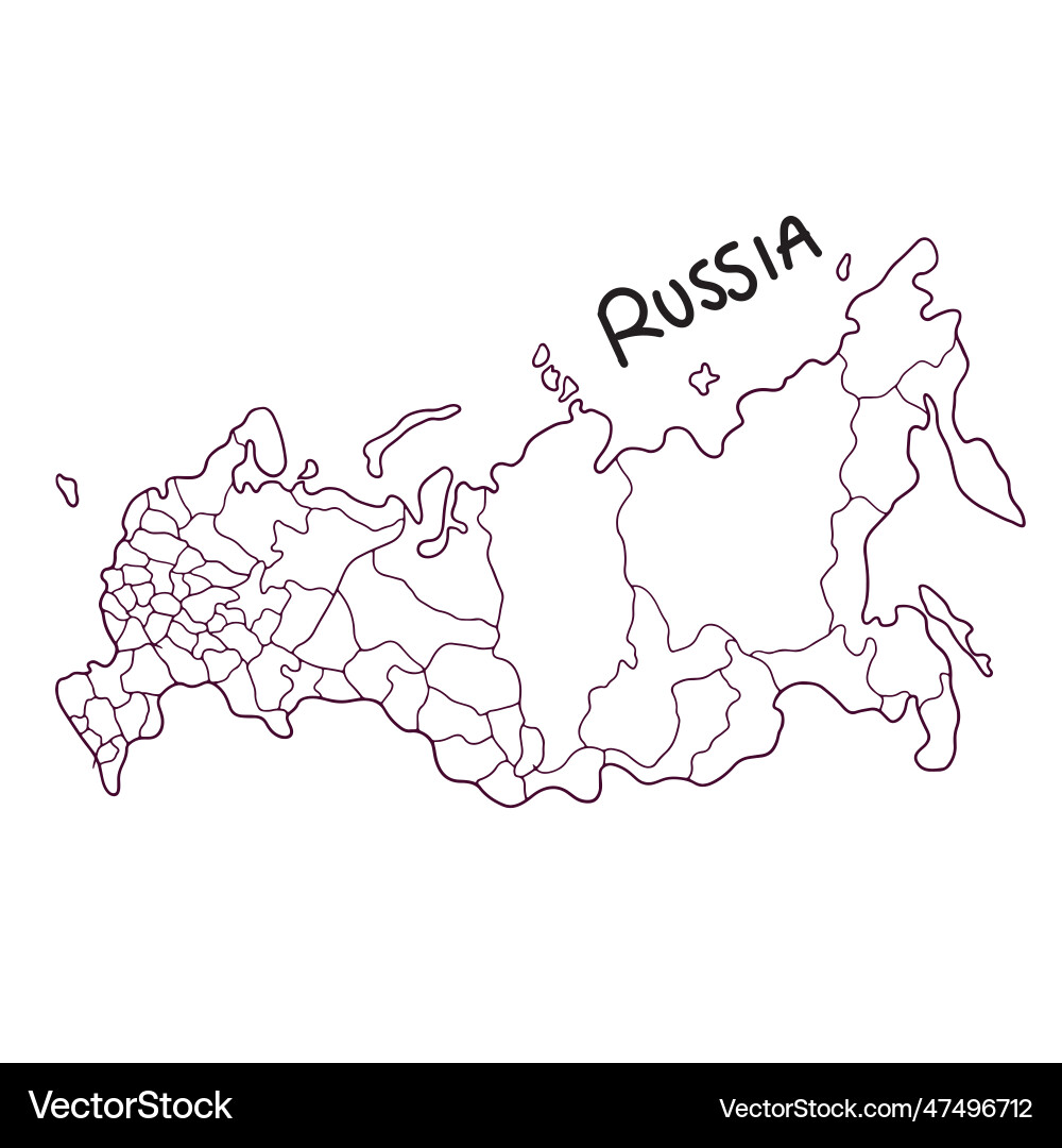 Hand drawn doodle map of russia Royalty Free Vector Image