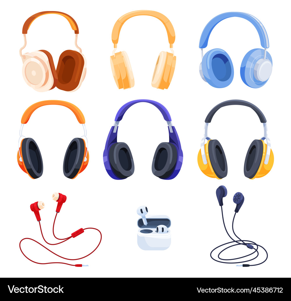 Headphone Collection - Audio Devices Royalty Free Vector