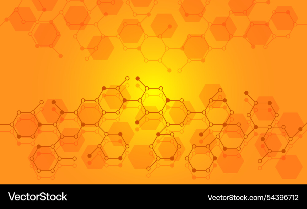 Hexagonal orange background with process flow Vector Image