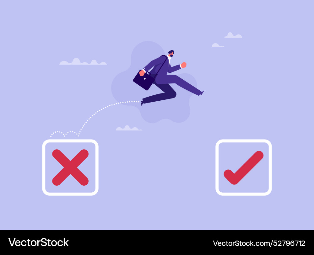 Learning from mistakes for success concept Vector Image