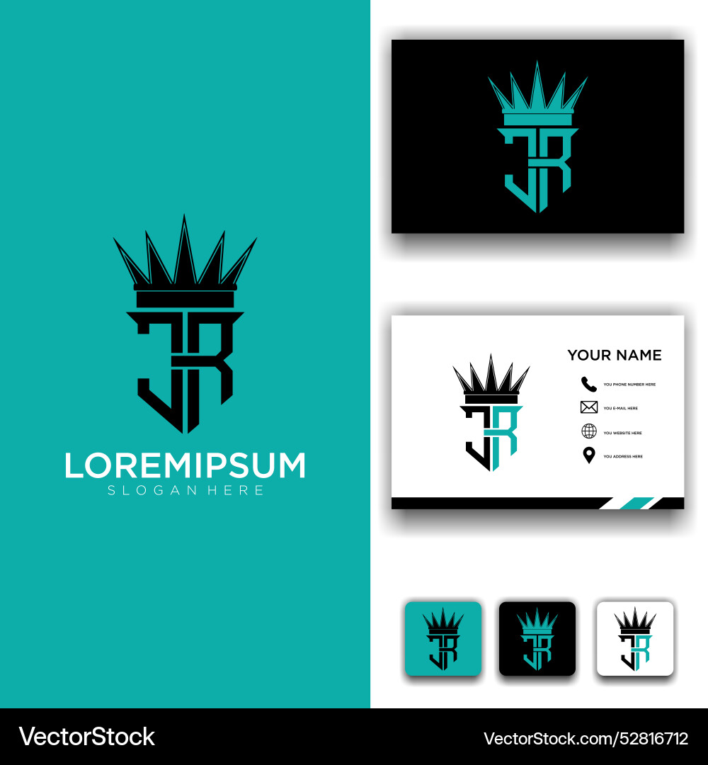 Letter jr crown modern logo Royalty Free Vector Image