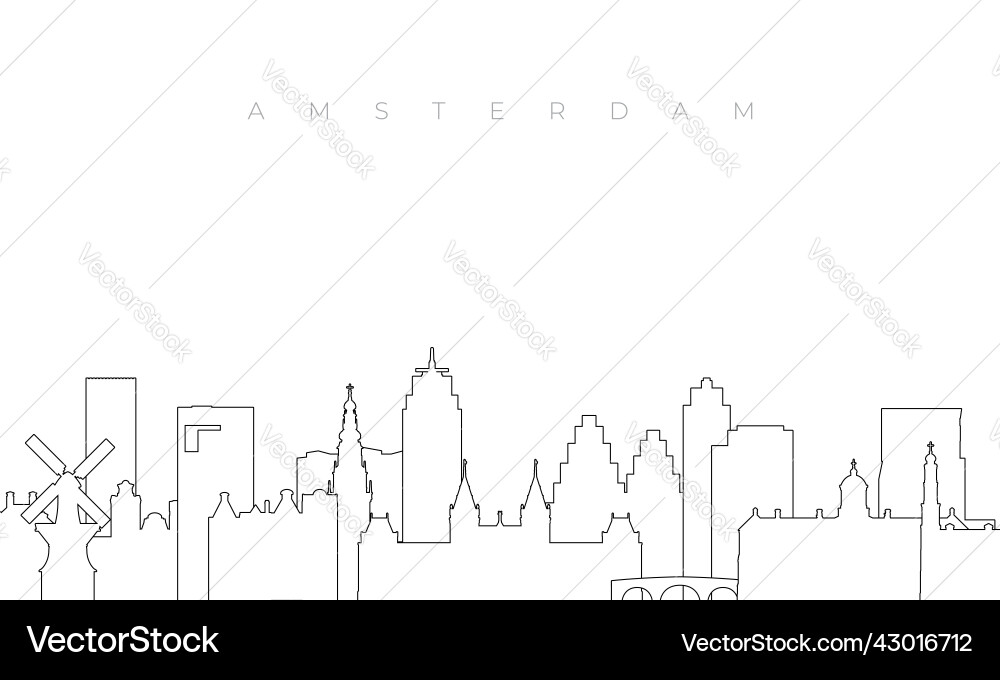 Outline amsterdam skyline trendy template Vector Image