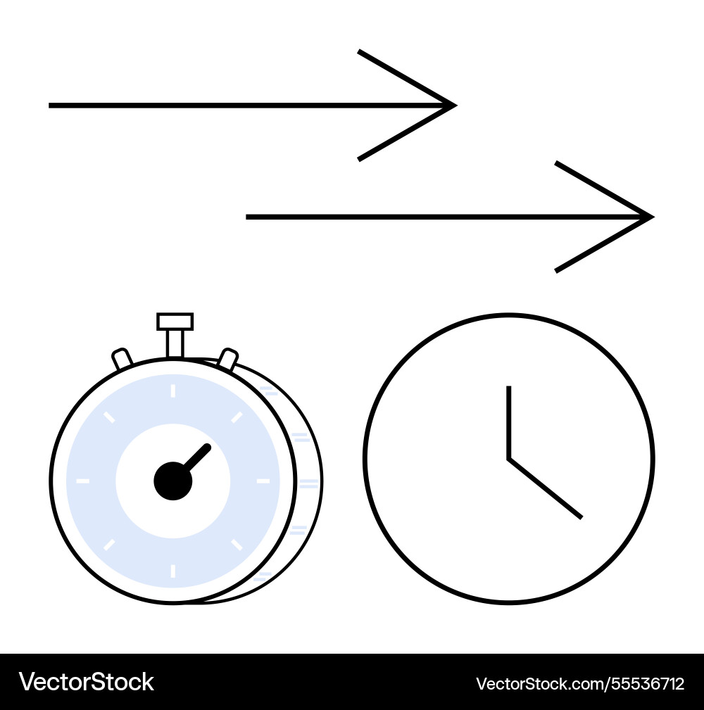 Stopwatch wall clock and arrows representing Vector Image
