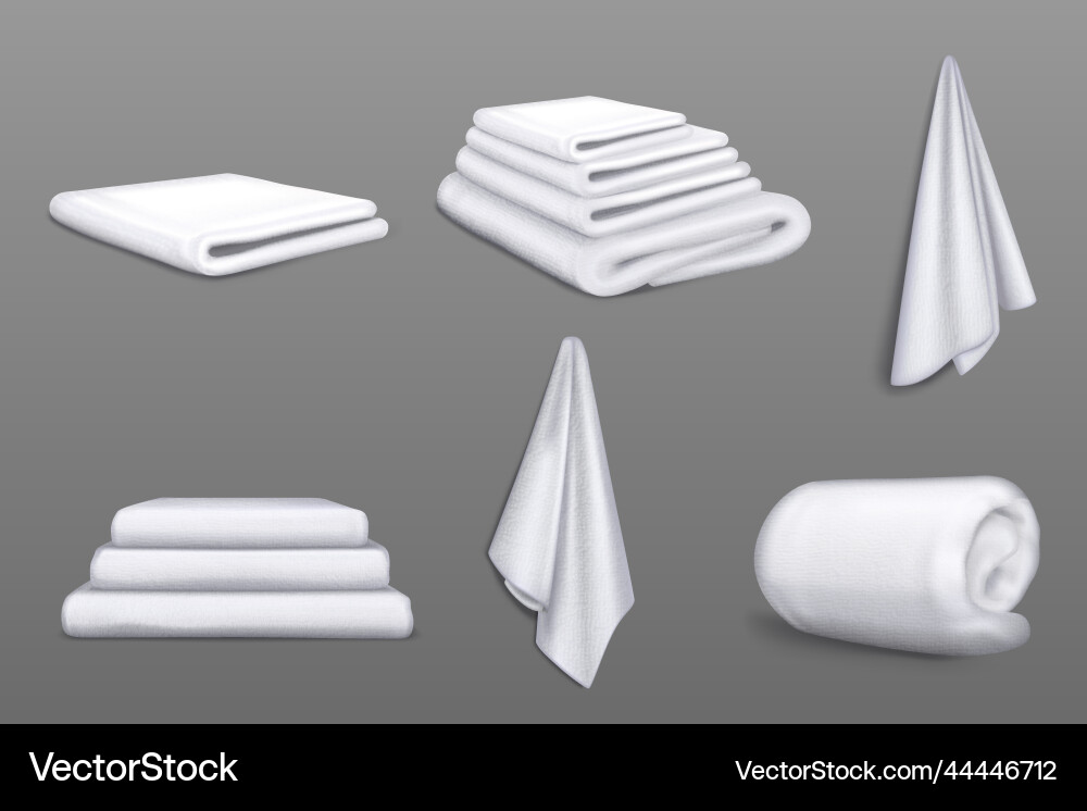White fabric towels for bathroom shower beach Vector Image