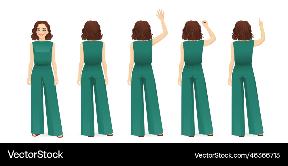 Back view of standing young woman Royalty Free Vector Image