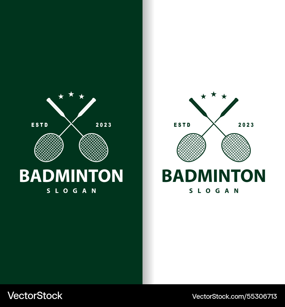 Badminton logo simple racket design Royalty Free Vector