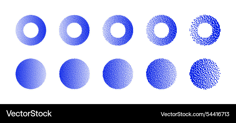 Circles with different resolution of bitmap Vector Image
