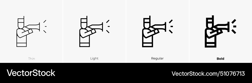 Clarinet player icon thin light regular and bold Vector Image