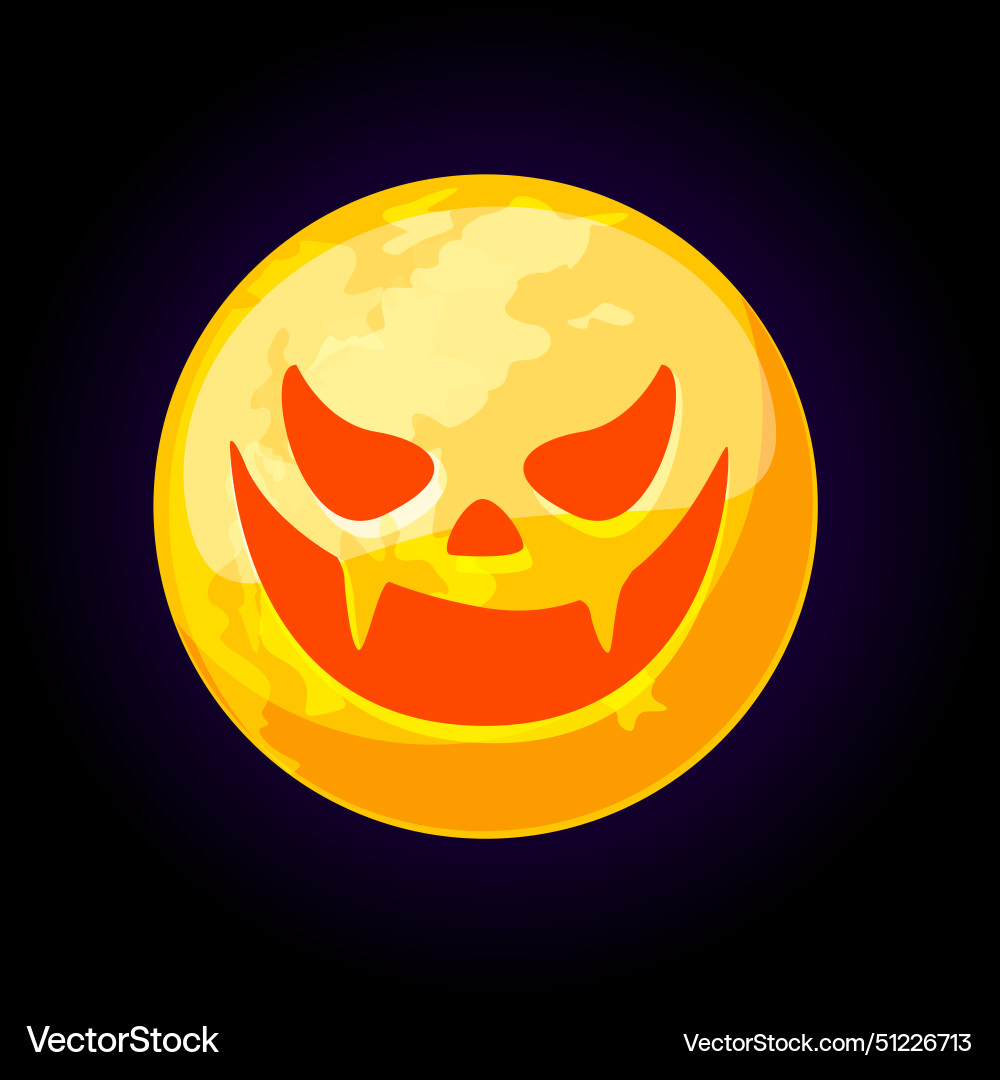 Full moon scary face for greeting card halloween Vector Image