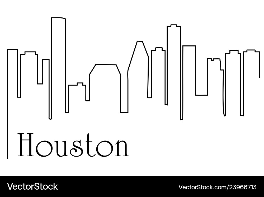 Houston city one line drawing Royalty Free Vector Image