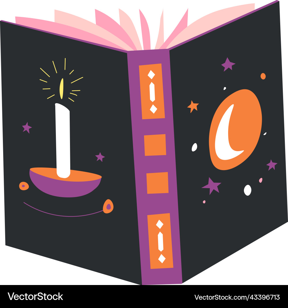 Magic book with spells witchcraft and enchantment Vector Image