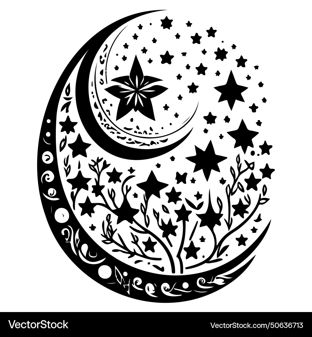 Moon star ramadan arabic islamic sketch hand draw Vector Image