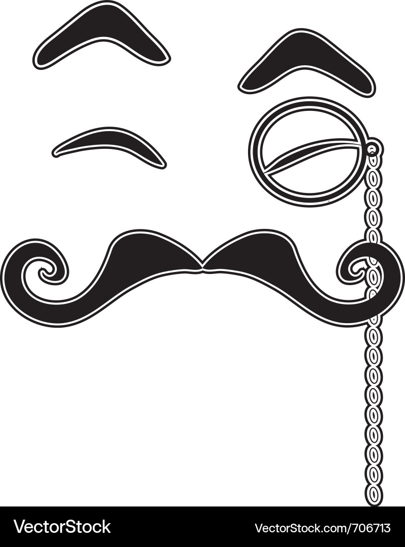 Mustache and monocle Royalty Free Vector Image
