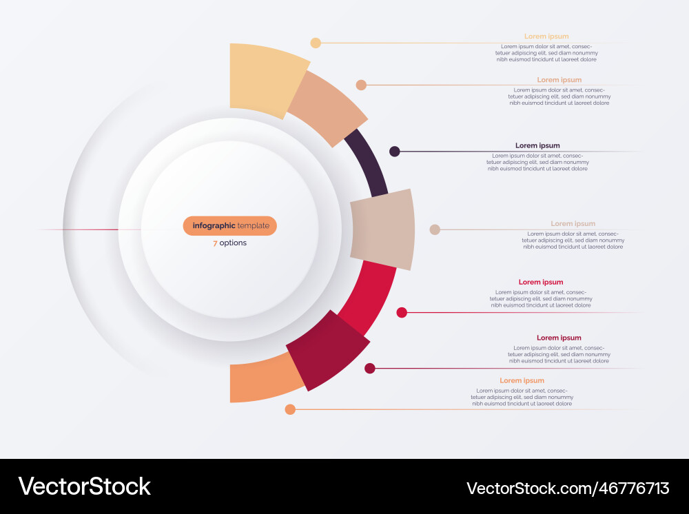 Seven option circle infographic diagram Royalty Free Vector