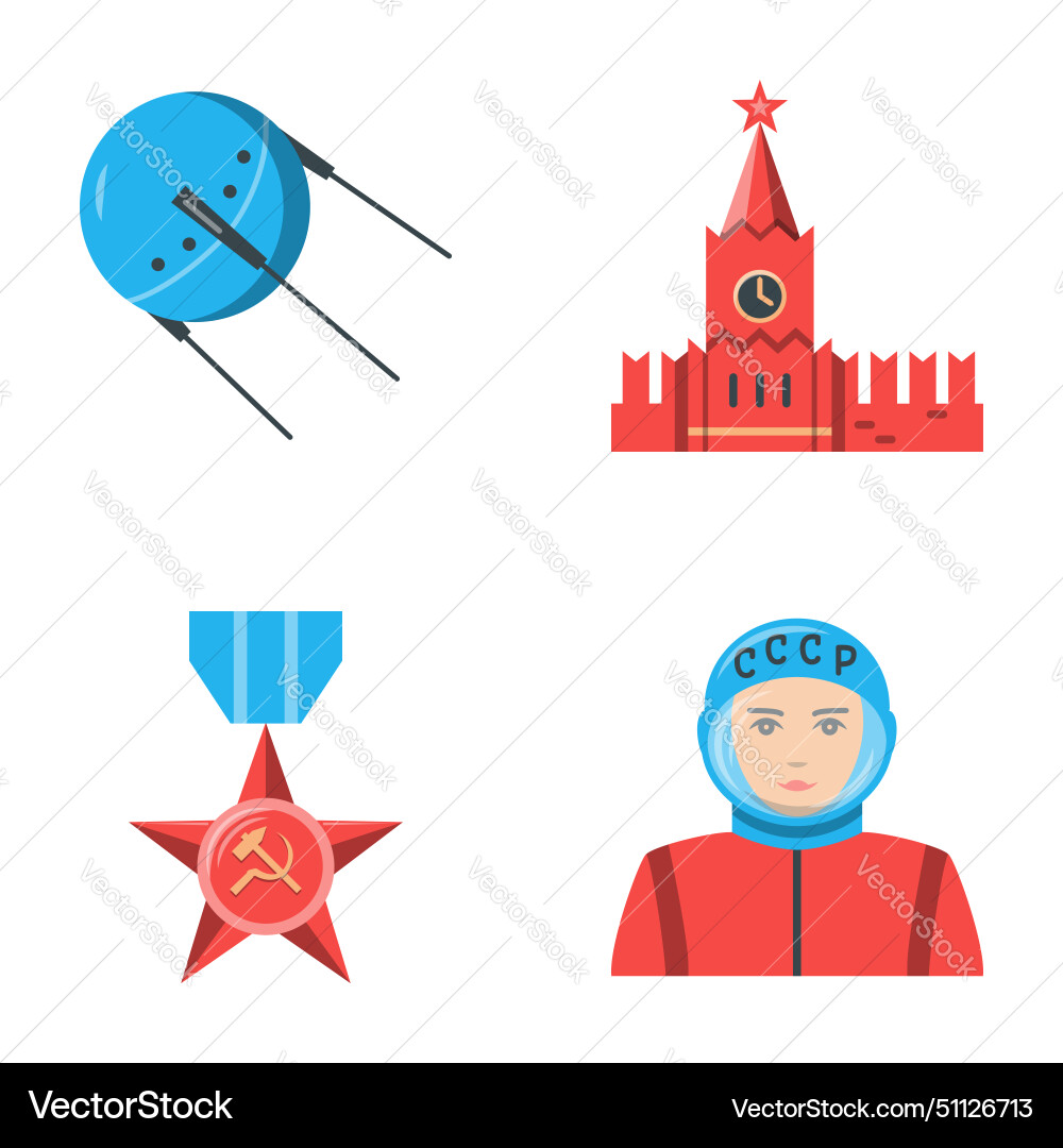Ussr symbols flat icon set Royalty Free Vector Image