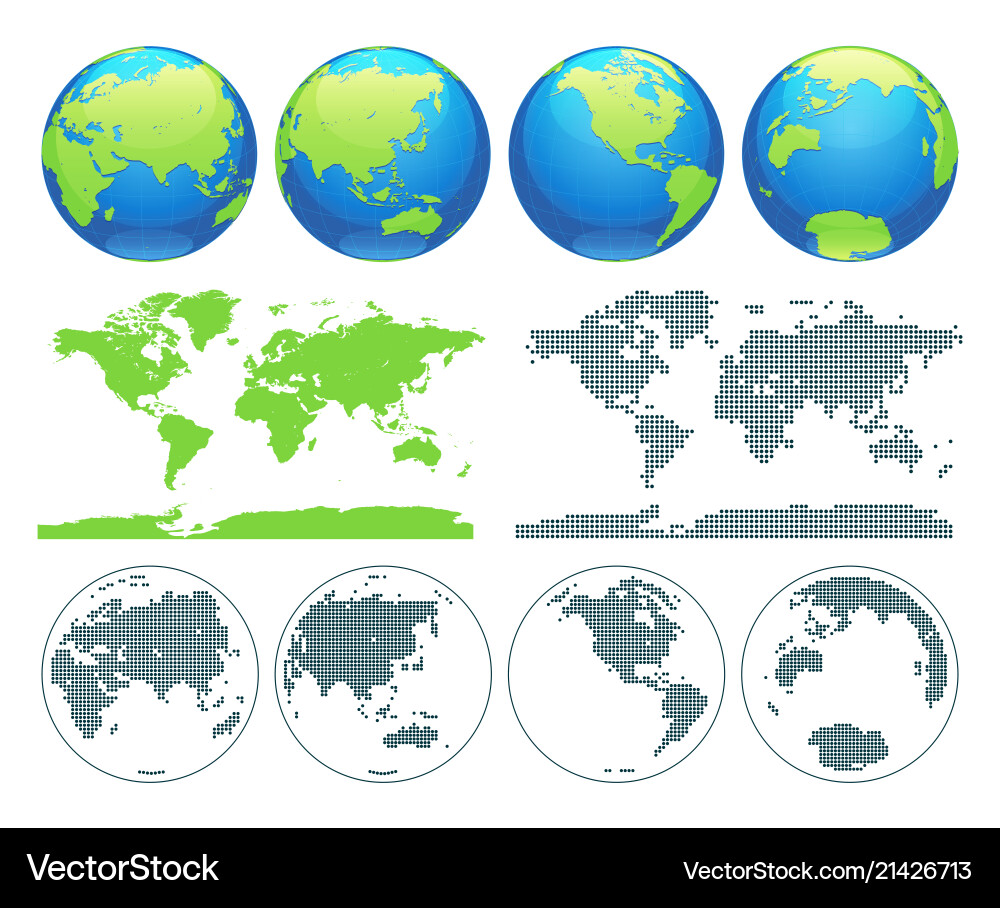 World globes and map Royalty Free Vector Image