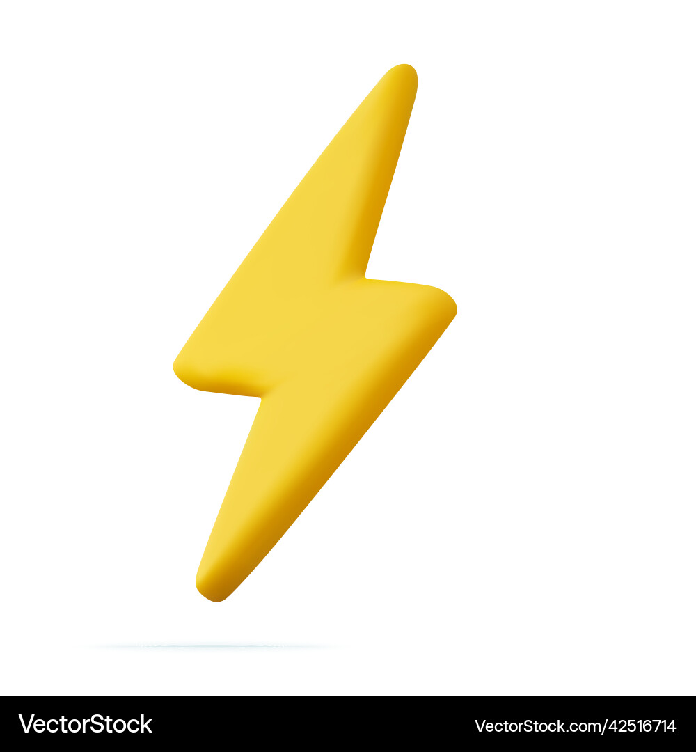 3d yellow thunder and bolt lighting flash Vector Image