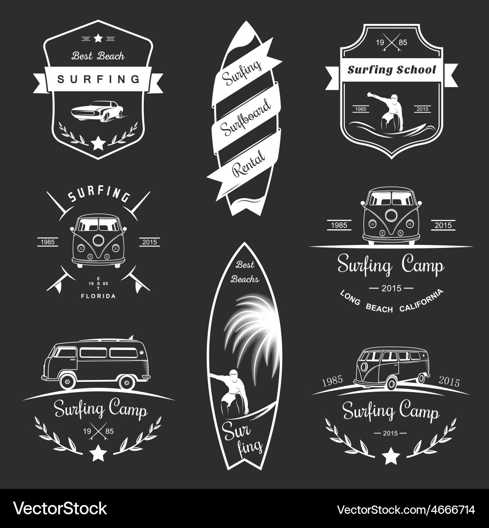Badges and logos surfing Royalty Free Vector Image