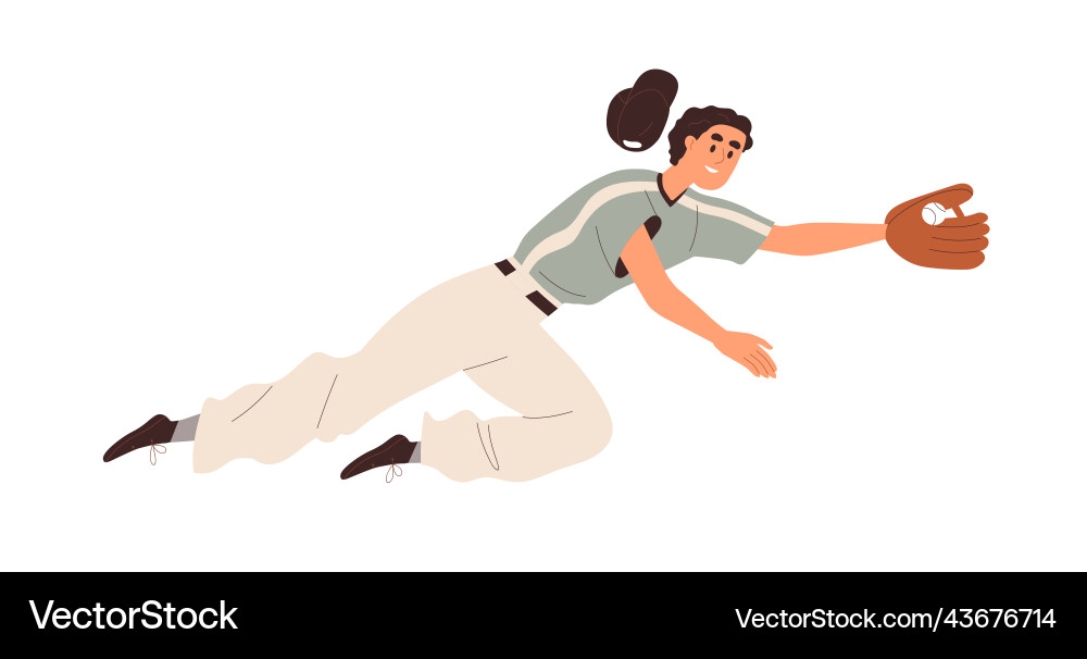 Baseball player catching ball with hand in glove Vector Image