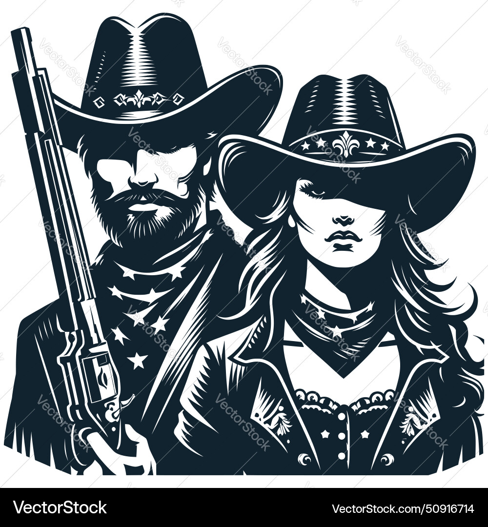 Cowboy and cowgirl bundle file Royalty Free Vector Image