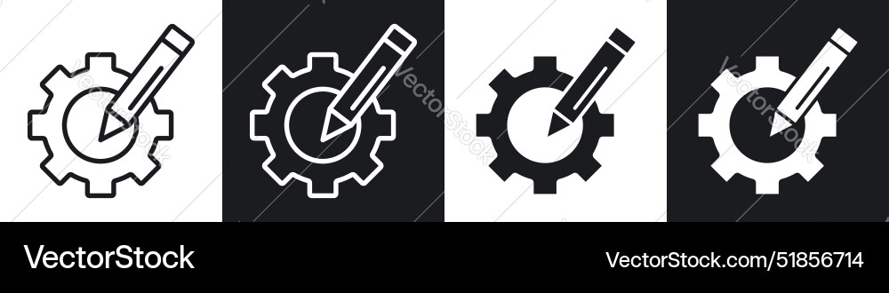 Customize settings icon set in black and white Vector Image