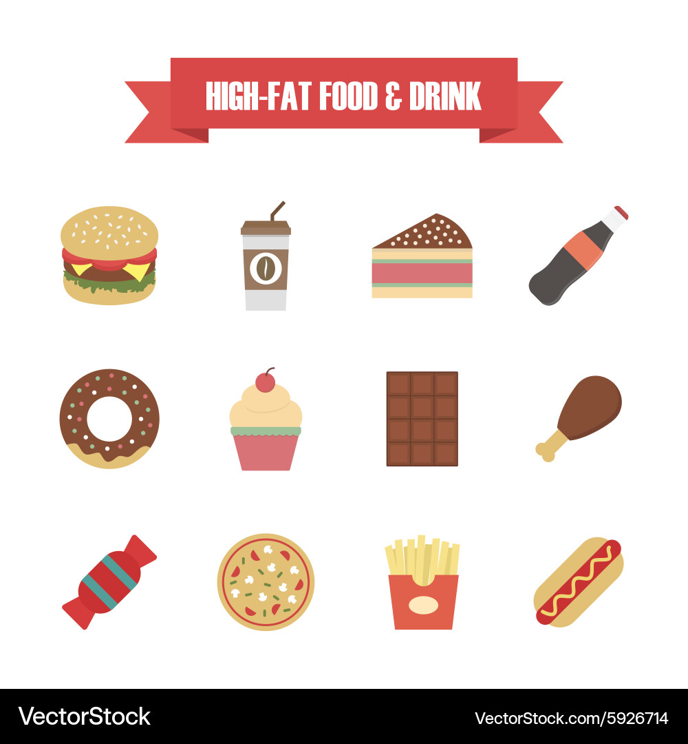 Delicious Fat Food Icons Royalty Free Vector Image