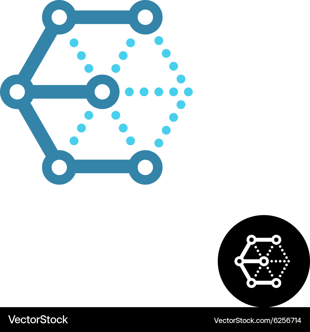 Letter e cube 3d tech wireframe logo Royalty Free Vector