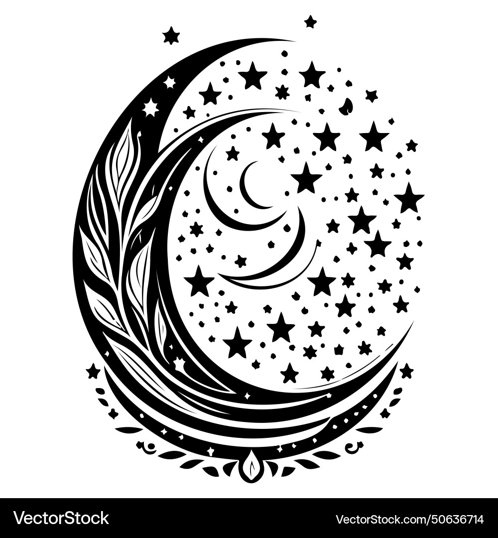 Moon star ramadan arabic islamic sketch hand draw Vector Image