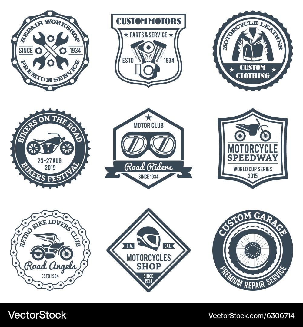 Motorcycle labels black Royalty Free Vector Image