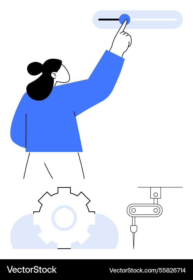 Person adjusting digital control with gear Vector Image
