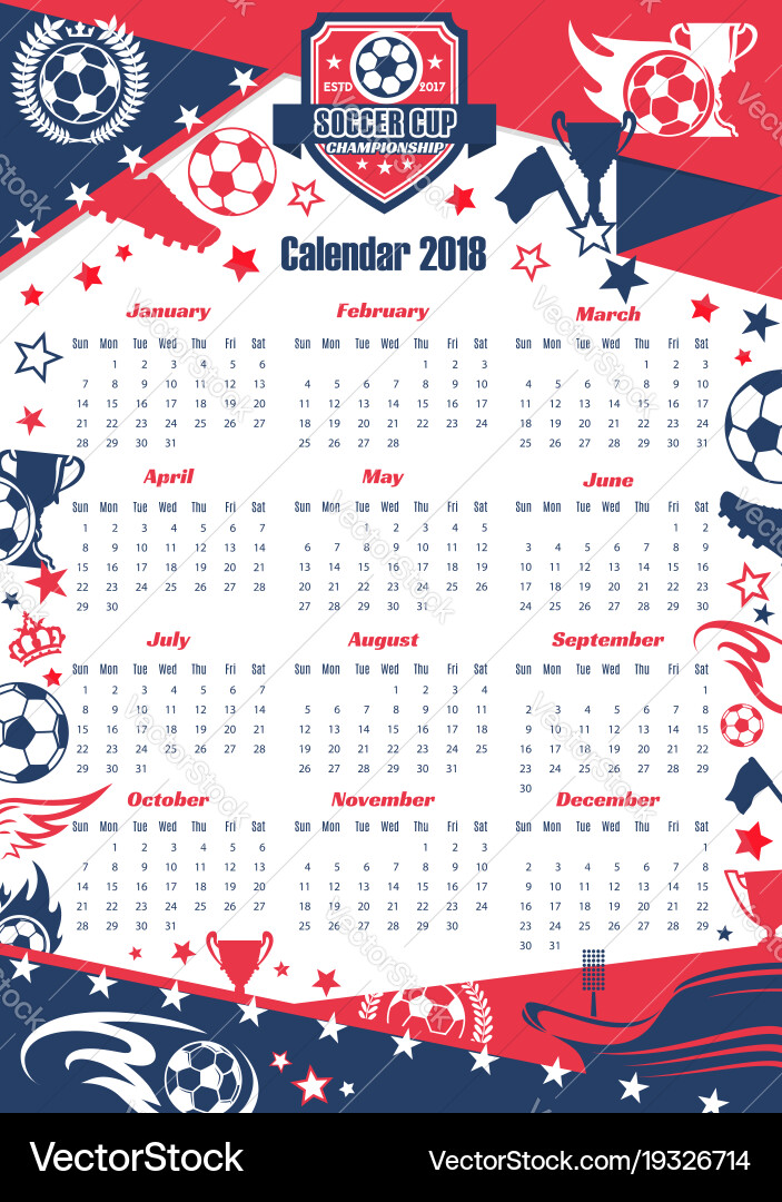 Soccer Championship Calendar Royalty Free Vector Image