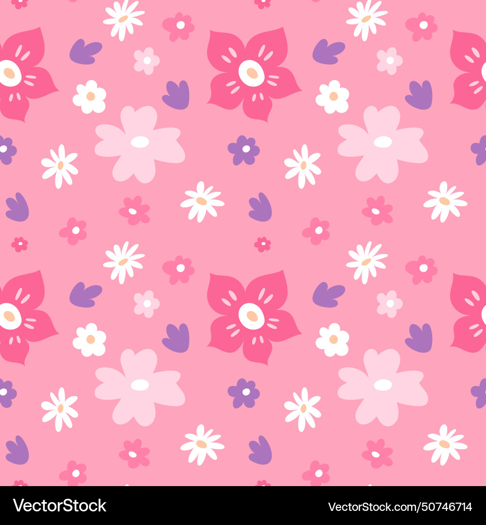 Spring flowers seamless pattern garden beautiful Vector Image