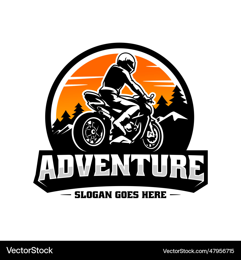 Biker riding motorcycle logo Royalty Free Vector Image